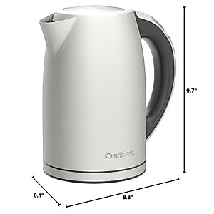 Electric Kettle by Cuisinart, 1.7-Liter Capacity, Cordless 1500-Watts for Fast Heat Up, Stay Cool Non-Slip Handle, Stainless Steel, CPK-17P1
