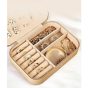 Quatish Travel Jewelry Case, Jewelry Travel Organizer, Portable Small Jewelry Box for Women, Mini Jewelry Case for Wedding, Traveling, Christmas Gift for Teen Girls