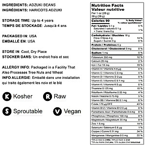 Food to Live - Adzuki Sprouting Beans, 5 Pounds Whole Raw Dried Azuki Beans (Red Mung Beans), Vegan, Kosher, Bulk. Rich in Minerals, Dietary Fiber, and Protein