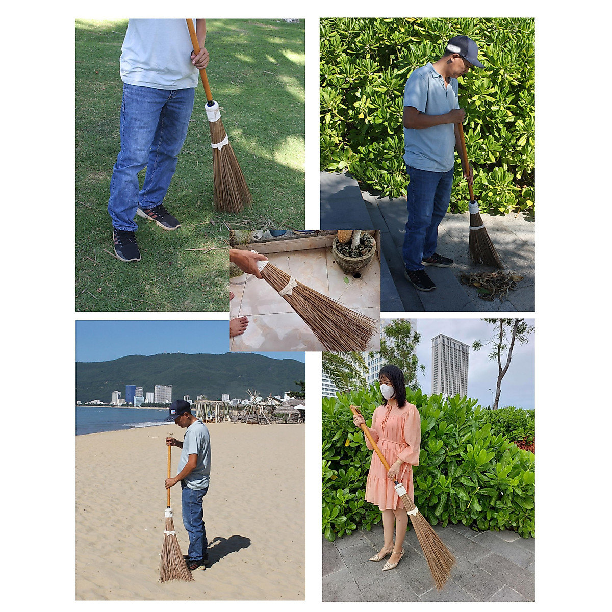 Nekenky Coconut Broom - 55 Inches Length, Heavy Duty Broom, Garden Broom, Natural Broom, Outdoor Broom, Garage Broom, Hard Floor Broom, Outdoor Brooms for Sweeping Patio