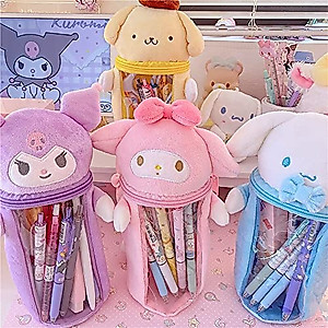 Cute Pencil Case Plush Pouch, Teen Girl Gift Bag Make Up Case, Cute Anime Cosmetic Bag Stationary Kawaii Pencil Box (Purple)