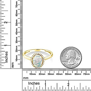 Gem Stone King 10K Yellow Gold 8X6MM Oval Gemstone Birthstone and White Diamond Halo Engagement Ring | Wedding Anniversary Promise Gold Ring For Women | Available In Size 5-10