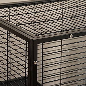 PawHut Guinea Pig Cage with Tray, Small Animal Habitat, Metal Wire Chinchilla Cage, Hedgehog Cage, Pet Ferret Cage with Wheels & Storage Shelf, Little Critter Cage