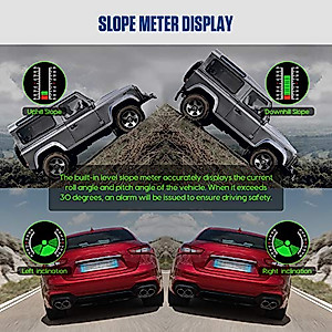 Car Inclinometer Level Tilt Meter, Digital HUD GPS Speed Slope Meter, Real-timie Speed, Vehicle tilt/Pitch Angle, Battery Voltage with HD LCD Display for 12V Off-Road Vehicle