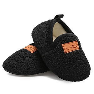 L-RUN Black Slippers for Toddler Boys/Girls House Slippers Black 6.5-7.5 Toddler=EU24-25