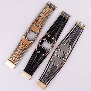 VIKOROS Multi-Layer Leather Wrap Bracelet Compatible with Apple Watch Ultra SE Series 8 7 6 5 4 3 40mm 38mm 41mm for Women Mens, Boho Stylish Cuff Bangle Watch Strap for Iwatch Bands , Silver Grey