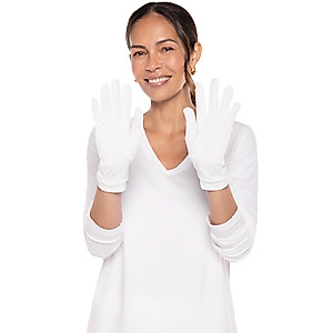 Coolibar UPF 50+ Unisex Sawyer UV Sun Gloves - Sun Protective (Medium- White)