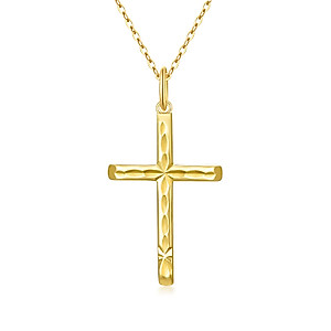 SISGEM Solid 14K Gold Cross Necklace, Real Gold Faith Cross Pendant Necklace Religious Jewelry for Women Anniversary Birhtday Mother's Day Jewelry Gifts for Mom, Wife, 16+2 Inch