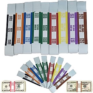 Money Bands Currency Sleeves Straps – Made in USA (Pack of 660) Self-Adhesive Assorted Money Wrappers for Bills Color Coded Wraps Meets ABA Standards, 7.5 x 1.25 inches – Counter Recyclable Kraft Pape