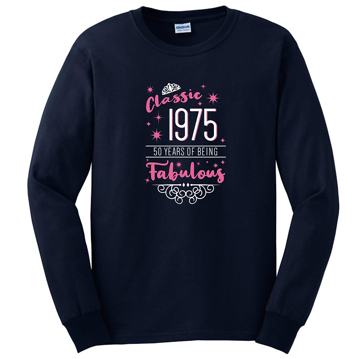 50th Birthday Party Supplies 50th Gifts 50th Birthday Gifts Classic 1975 50 Years Fabulous Long Sleeve T-Shirt 2XL Navy