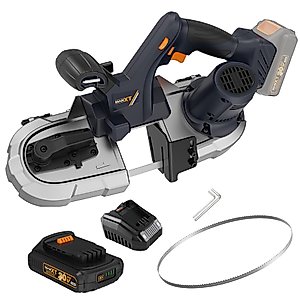 Bandsaw Cordless, MAXXT 2-1/2 inch Brushless Power Metal Bandsaw 20V MAX 2.5" Cutting Capacity 6 Speeds Adjustable, No Hot Sparks When Cutting Metal, Portable BandSaw for Deep Cut