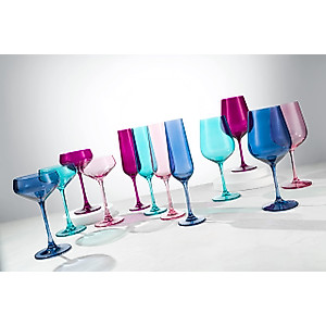 Godinger Wine Glasses, Red Wine Glasses Set, Crystal Wine Glass Cups, Drinking Glasses, Set of 4, Navy, 19.5oz - Made in Europe