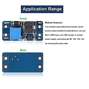 Diitao 20PCS Adjustable Step Up Converter MT3608 DC-DC Step Up Boost Power Converter 2A Modules Step Up Adjustable Voltage Regulator Board Input Voltage 2-24V to 5V-28V Output Voltage