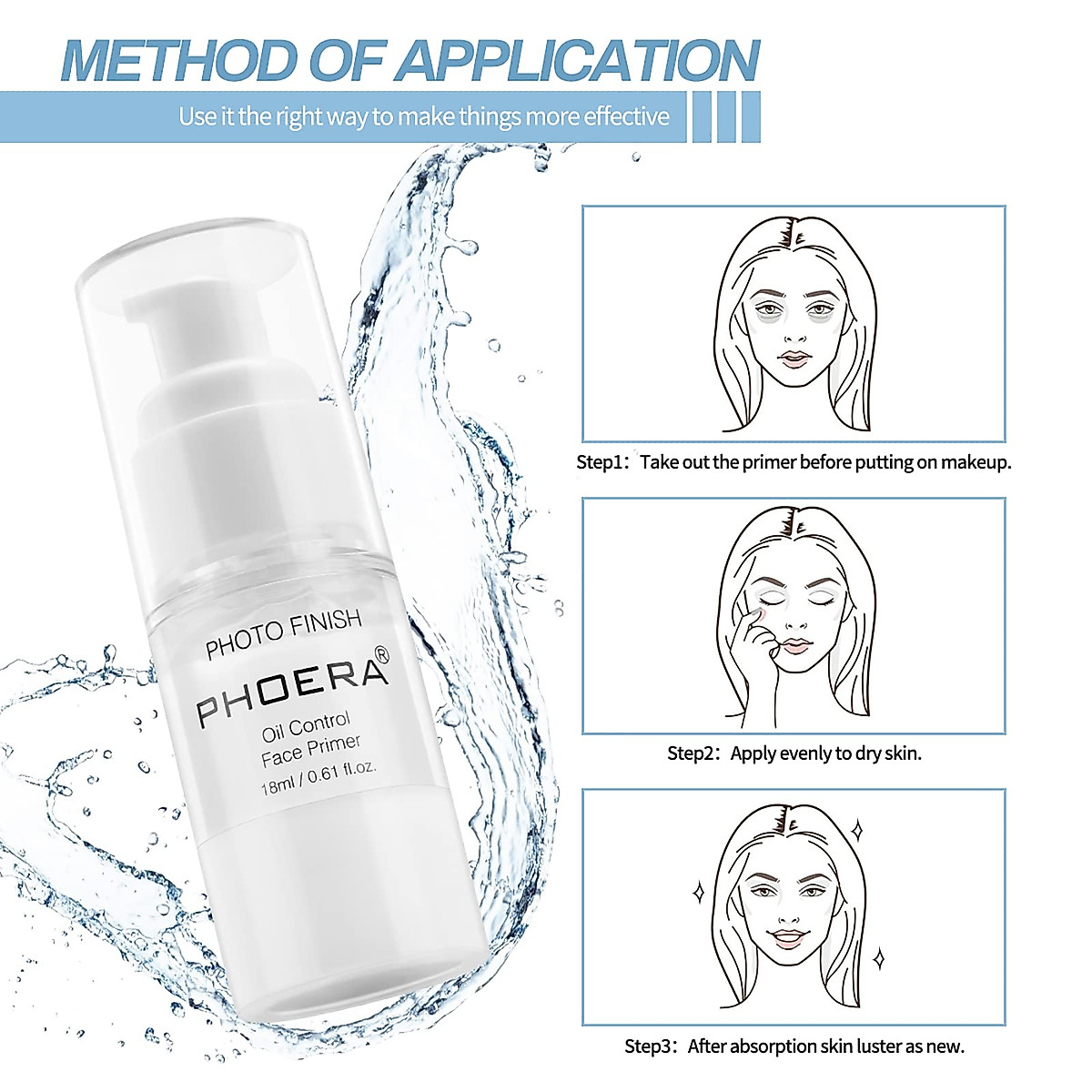 PHOERA Primer Face Foundation Primers,Face Primer for Makeup Long Lasting Hydrating Smoothing Isolated Moisturizing Oil Free Effect Make Up Base Matte Makeup Primer (18ml)