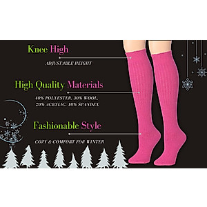 Tipi Toe Women's 3 Pairs Ragg Marled Luminous Sky Minigdht Slate Contrast Space Dye Pattern Ribbed Mid-Calf High Wool-Blend Boot Socks 3-pairs, WK02-E-T1