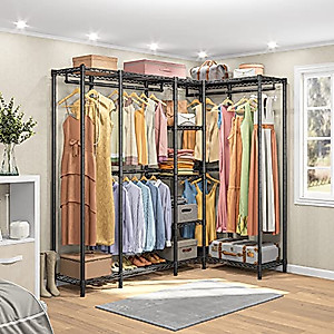 VIPEK L50 Protable Closet Rack Large Corner Freestanding Wardrobe Closet, Multi-Functional L Shaped Clothes Rack Heavy Duty Metal Clothing Rack for Hanging Clothes, Max Load 1150LBS, Black