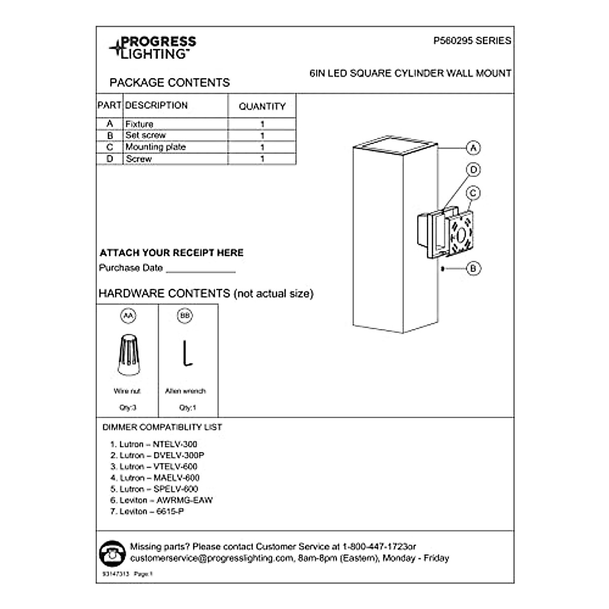 Outdoor 6 in.LED Square Cast Aluminum Modern Cylinder with Up and Down Light Wall Lantern Antique Bronze