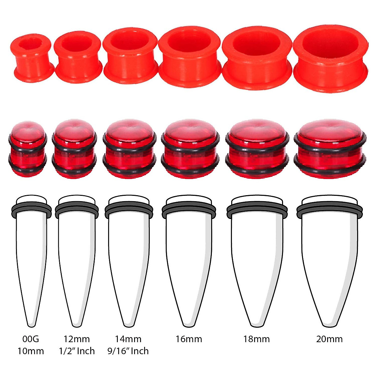 BodyJ4You 36PC Big Gauges Kit Ear Stretching 00G-20mm Silicone Tunnel Acrylic Plugs Tapers Expander
