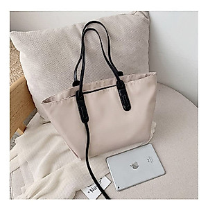 Tote Bag for Women Casual Commuter Handbag Nylon Single Shoulder Bag,Khaki