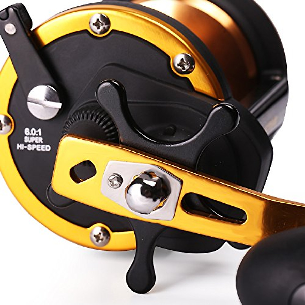 Sougayilang Conventional Reel Trolling Fishing Reel Powerful Drag Fishing Reel for Saltwater Big Game (TS50-gold)