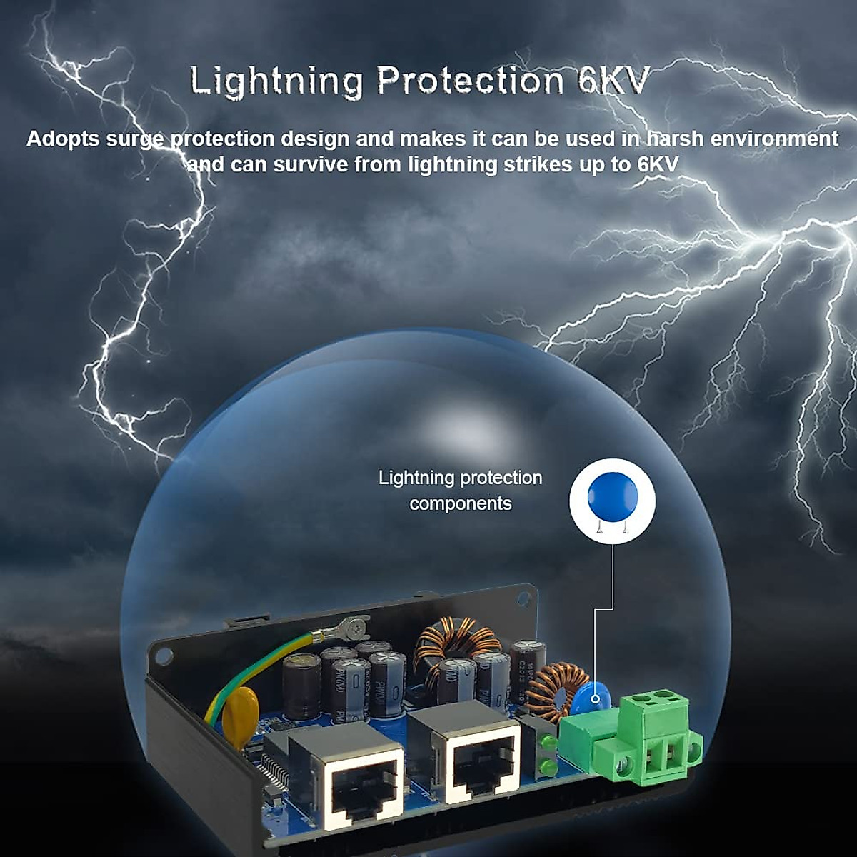Elenzk Industrial Gigabit PoE++ Injector Hardened IEEE802.3at/bt 95W PoE Adapter with 12-48VDC Input DIN-Rail and Wall Mount