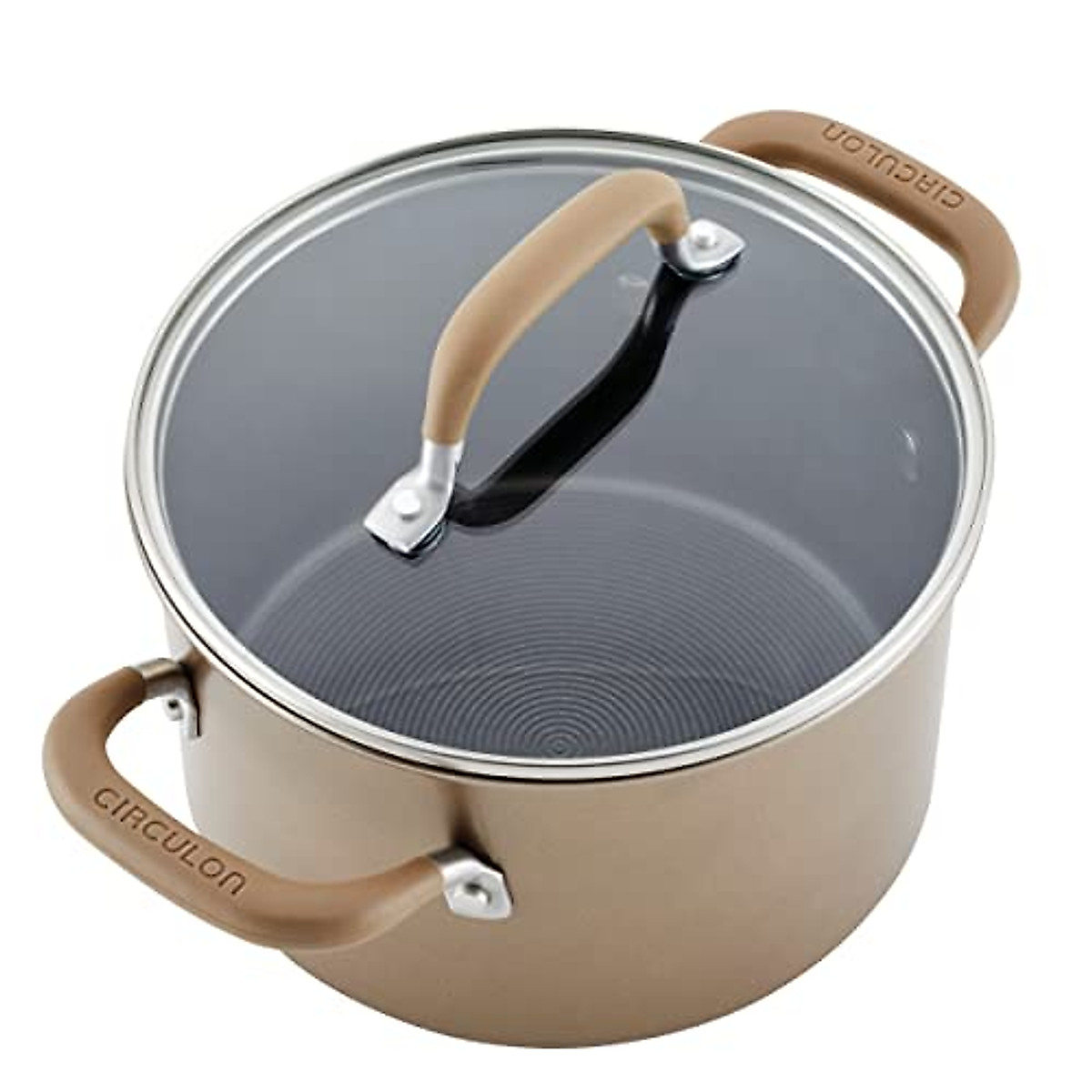 Circulon Premier Professional Hard Anodized Nonstick Saucepot with Side Handles and Lid, 4 Quart, Bronze