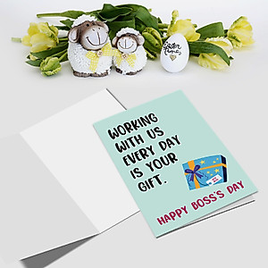 Nchigedy Happy Boss's Day Card for Him Her, Funny Boss Day Card for Men Women, Humor Bosses Day Card for Boss Colleague, Working With Us Every Day Is Your Gift