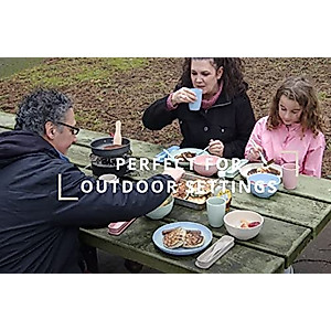 28pcs Wheat Straw Dinnerware Sets of 4. Premium Quality Plates, Bowls, Cups & Cutlery w/Case. Microwave & Dishwasher Safe! Great Indoor & Outdoor Kitchen Set. Plates and Bowls Set for Kids & Elderly