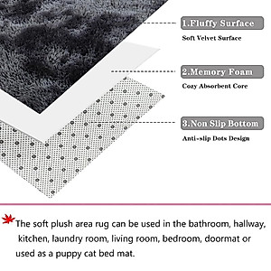 ConCus-T Dark Grey Round Area Rugs Fluffy Circle Rug Shag Round Rugs for Bedroom Living Room Non-Slip Faux Fur Plush Area Rug Kids Teen Exquisite Room Decor, Tie-Dye Dark Grey, 4x4 Feet