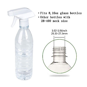 TBWHL Sprayer Bottle Top White Nozzle for Alcohol and Hydrogen Peroxide 28/400 Neck Fit Most Standard Boston Round 8oz 16oz and Amber Bottle 4 Pack