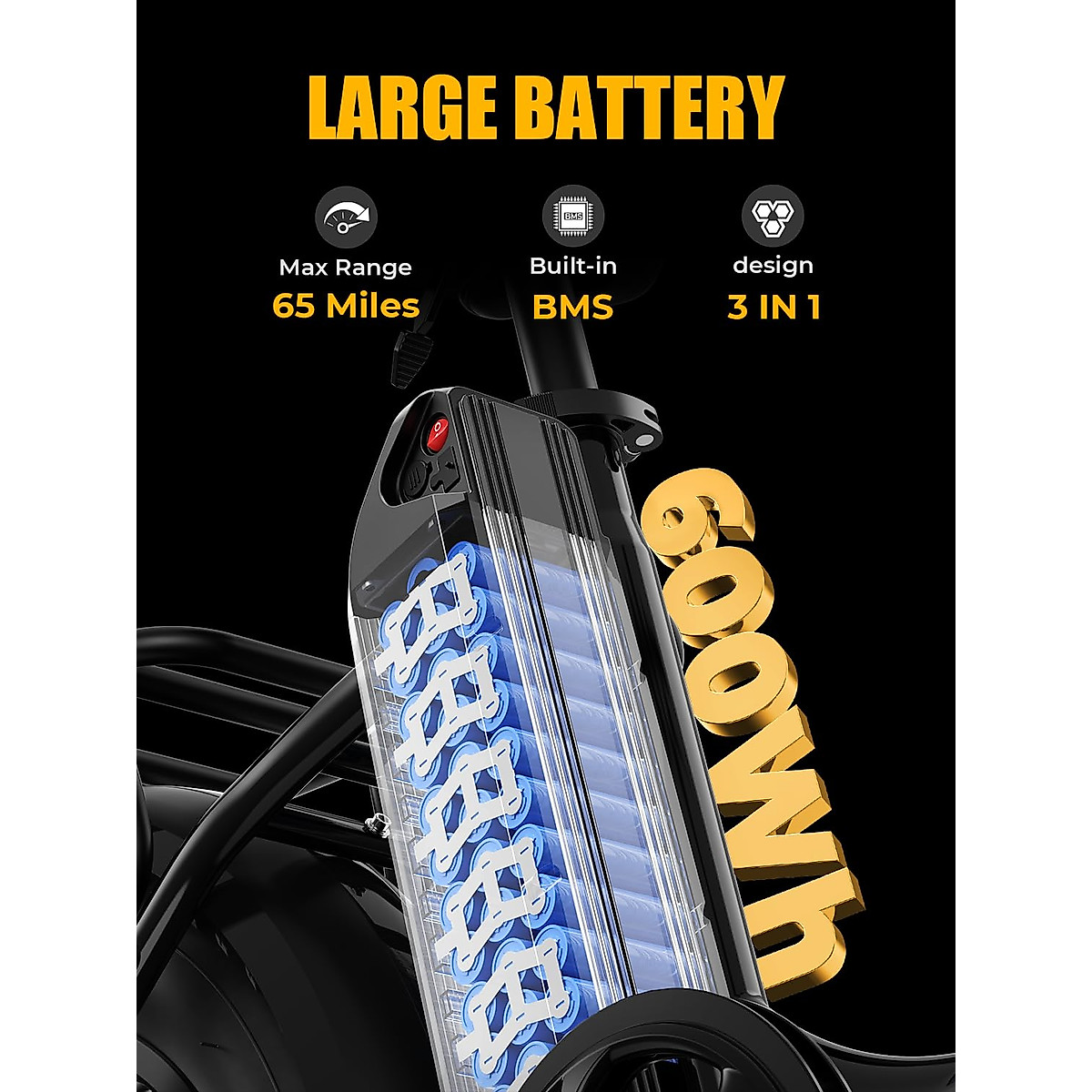 Heybike Ranger Electric Bike for Adults, Peak 1400W Upgraded Motor Ebike, 28MPH [20" Fat Tire All-Terrain] 600Wh Removable Battery Folding Step-Thru Moped E Bike with Front Suspension