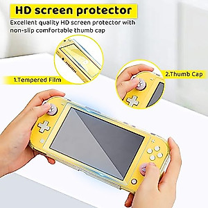 HYPERCASE Protective Case for Nintendo Switch Lite, Yellow Hard Shell Portable Travel Carrying Case Pouch for Nintendo Switch Console & Accessories, Storage Bag with 8 Game Card Slots for Girls Boys.