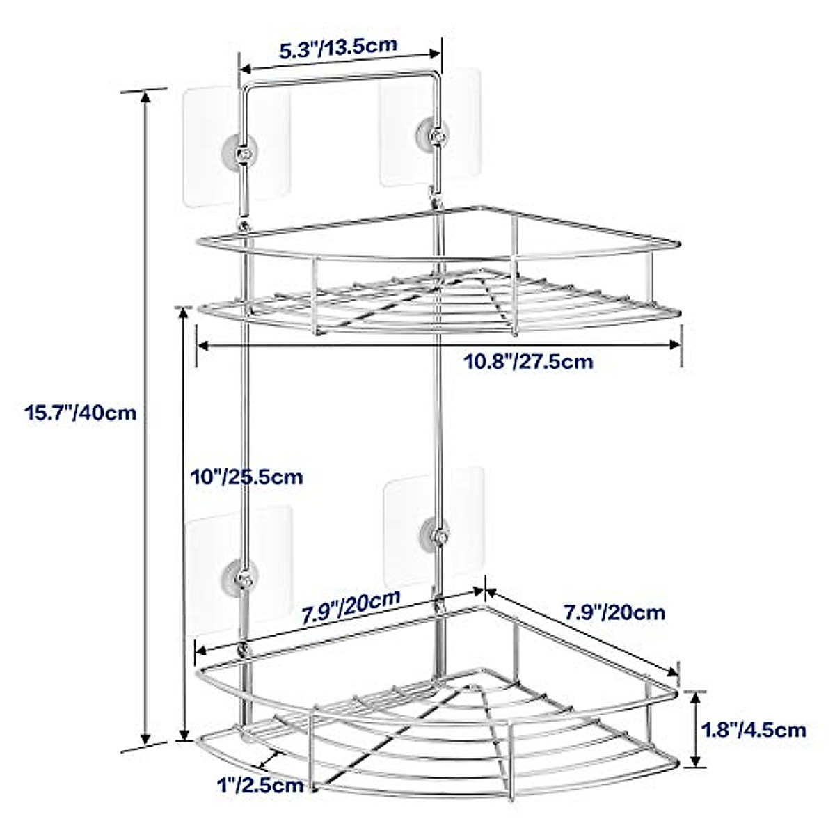 Oak Leaf Corner Shower Caddy, Shampoo Holder for Non 90° Corners, Bathroom Shower Organizer, Corner Shower Shelf, 2 Tier, Adhesive or Wall Mounted, Rustproof, Chrome Finished
