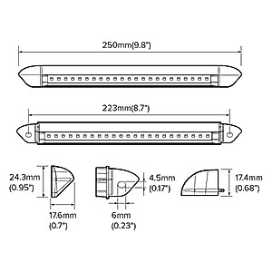 Dream lighting RV Exterior LED Porch Awning Lights 12v Slim Line Light Fixtures for Trailer Boat - 250lm Cool White Lighting 9.8in Pack of 2