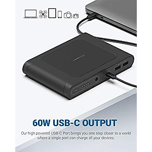 Omni Mobile 25600mah DC/USB-C PD/USB-A/Wireless Power Bank | Battery Backup for Laptops:MacBook/iPad/Dell XPS/Surface | Smart Devices:Nintendo Switch/GoPro | Resmed CPAP | Smartphones:iPhone/Samsung