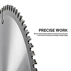NEIKO 10768A 12" Carbide Chop Saw Blade, 80 Tooth with 1-Inch Arbor, Compatible with Miter, Table, Radial Arm, Cut-Off, Standard Circular Saws, for Home Building, Construction, Woodworking, Forest