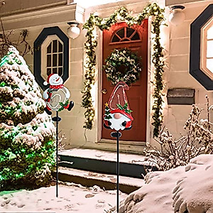 Yinns Solar Christmas Decorations, 2 Pack Chtistmas Garden Stakes Snowman Gnomes Solar Light Outdoor Christmas Decorations for Garden Yard Lawn Pathway