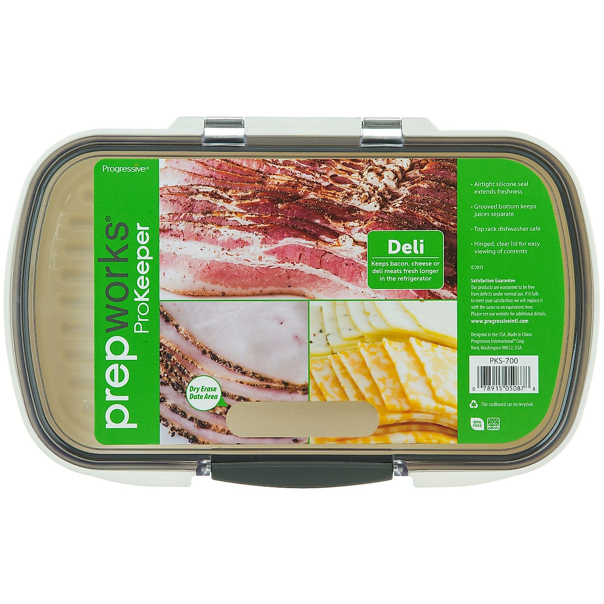 Prepworks Deli ProKeeper Air Tight Silicone Sealed Food Storage Container with Clear Dry Erase Compatible Lid, 11.75 Inches Long