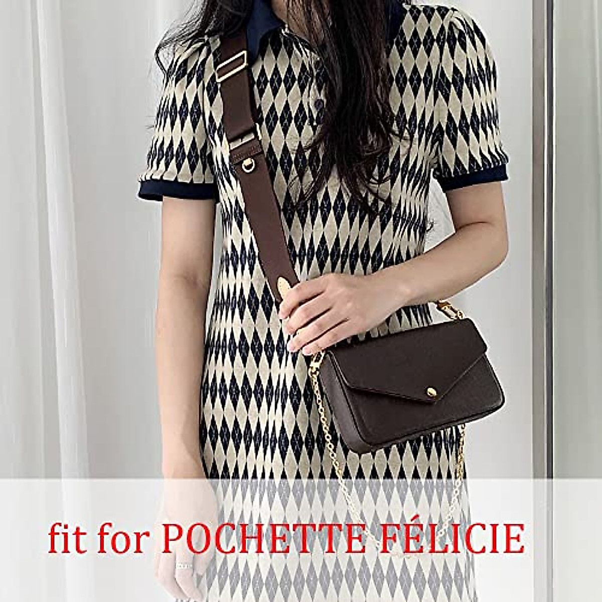 Tourdream Women Purse Crossbody Strap Replacement, Wide Shoulder Strap for Multi - Pochette Accessories, Brown Adjustable Bag Strap (Red Brown)