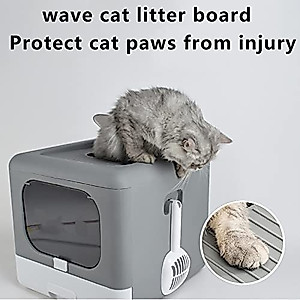 Large Foldable Cat Litter Box, Top Entry Cat Litter Box with Cat Litter Scoop and Filter Cotton, Closed Smell Proof Anti-Splashing,Drawer Structure Kitty Litter Box,