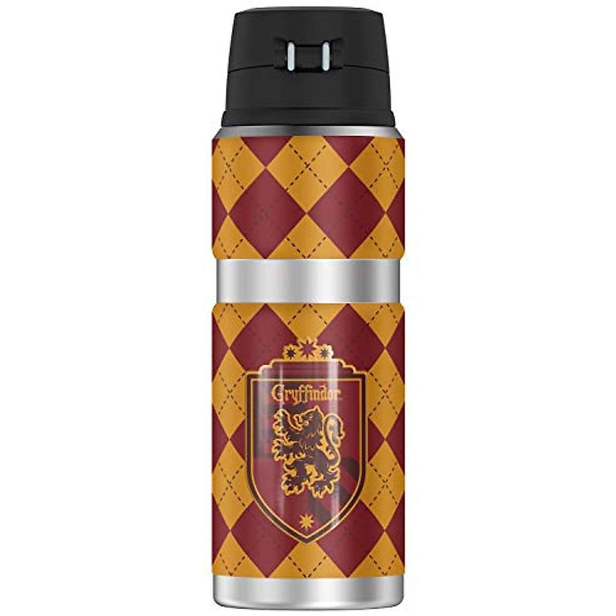 Harry Potter Gryffindor Plaid Sigil, THERMOS STAINLESS KING Stainless Steel Drink Bottle, Vacuum insulated & Double Wall, 24oz