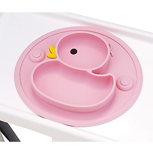 Baby Divided Plate Silicone- Portable Non Slip Child Feeding Plate with Suction Cup for Children Babies and Kids BPA Free Baby Dinner Plate