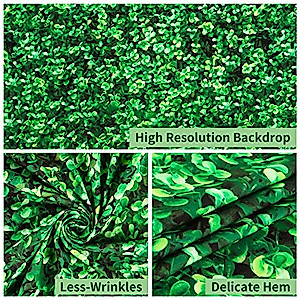 WENMER 5 x 7ft Green Leaves Photography Backdrop Green Grass Wall Fabric Backdrop for Baby Shower Wedding Birthday Party Decoration Background Photo Studio