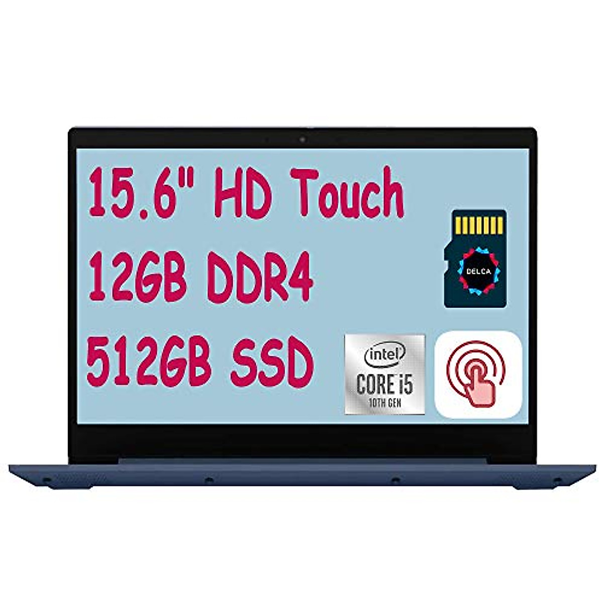 Lenovo IdeaPad 3 Business Laptop Computer I 15.6" HD Touchscreen Display I 10th Gen Intel Quad-Core i5-10210U (> i7-8650U) I 12GB DDR4 512GB SSD I HDMI Dolby Webcam Win10 + 32GB MicroSD Card