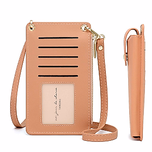 Womens Cellphone Crossbody Bag Small Light Leather Shoulder Purse Handbag Card Wallet Lanyard Case Girls Satchel Pouch