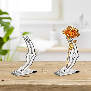 Gold Rose Display Stand Acrylic Rose Holder for Gold Dipped Rose Plastic Support Base for Single Stem Plated Rose Flower Rose Stand 2pcs