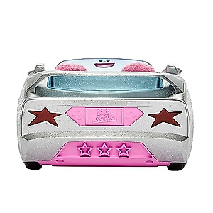 Barbie Extra Toy Car with Fashion Accessories & Puppy, Sparkly Silver 2-Seater Convertible with Hood Storage & Pet Pool