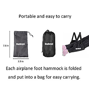 Duzluyzi Premium Airplane Foot Rest, Adjustable Airplane Footrest Hammock with Memory Foam, Black Portable Leg Rest Sling for Flight Bus Train Office School Home