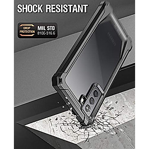 Poetic Guardian Case Designed for Samsung Galaxy S21 5G 6.2 inch, Built-in Screen Protector Work with Fingerprint ID, Full Body Hybrid Shockproof Bumper Cover Case, Black