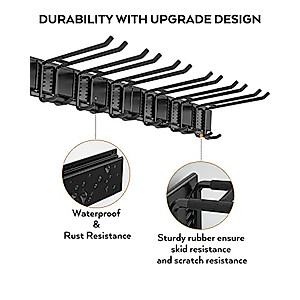 INCLY Garage Organization Storage Wall Mount, Garden Tool Organizer Systems, 48 Inch Heavy Duty Tool Storage Rack for Garage Wall with 6 Adjustable Hooks and 3 Rails